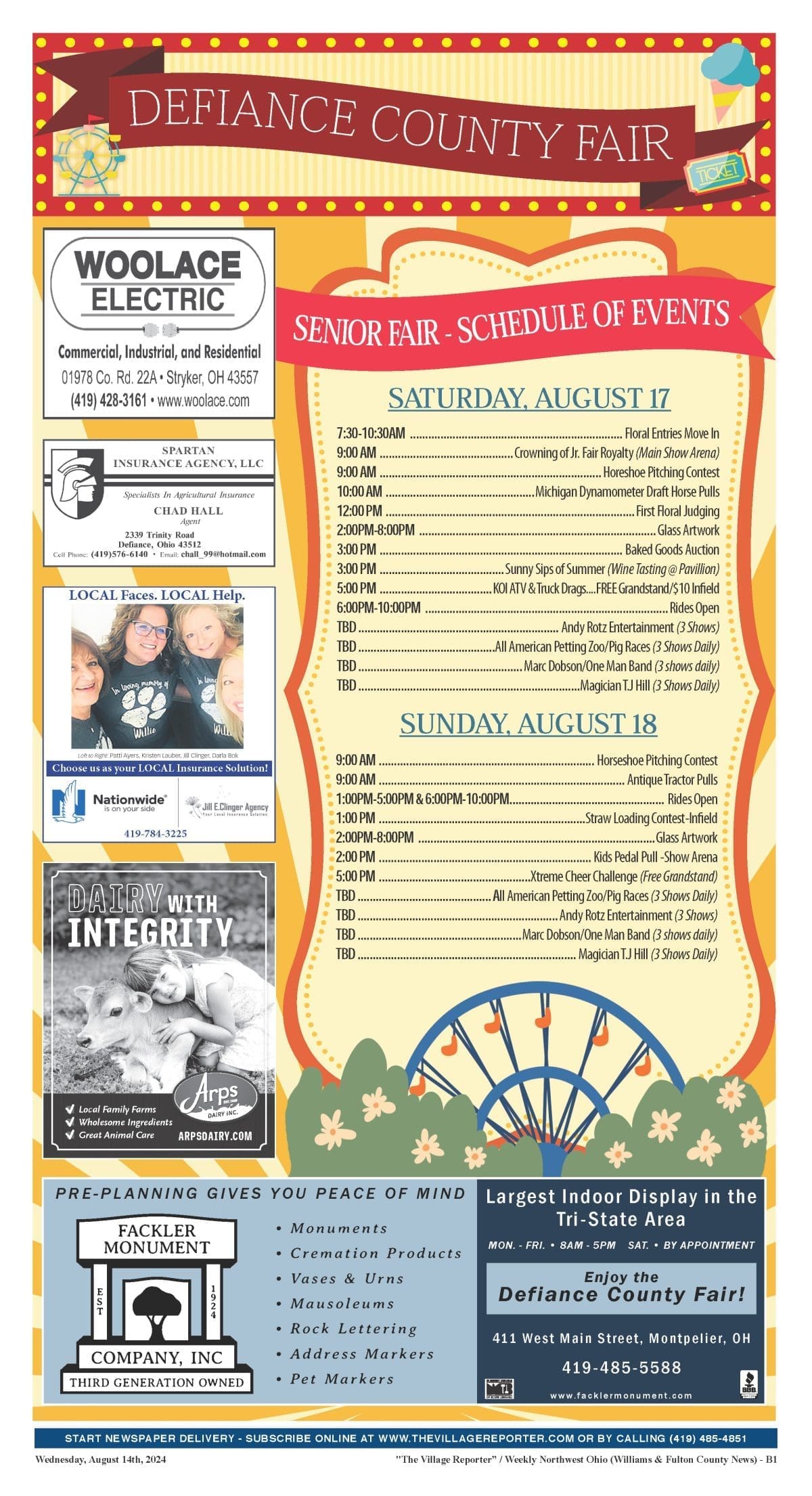 2024 Defiance County Fair Schedule - The Village Reporter