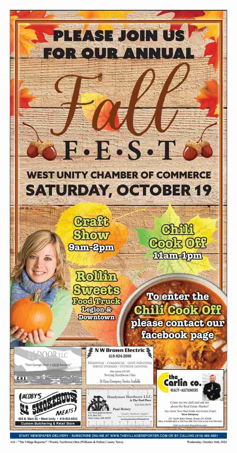 2024 West Unity Fall Fest This Saturday - The Village Reporter