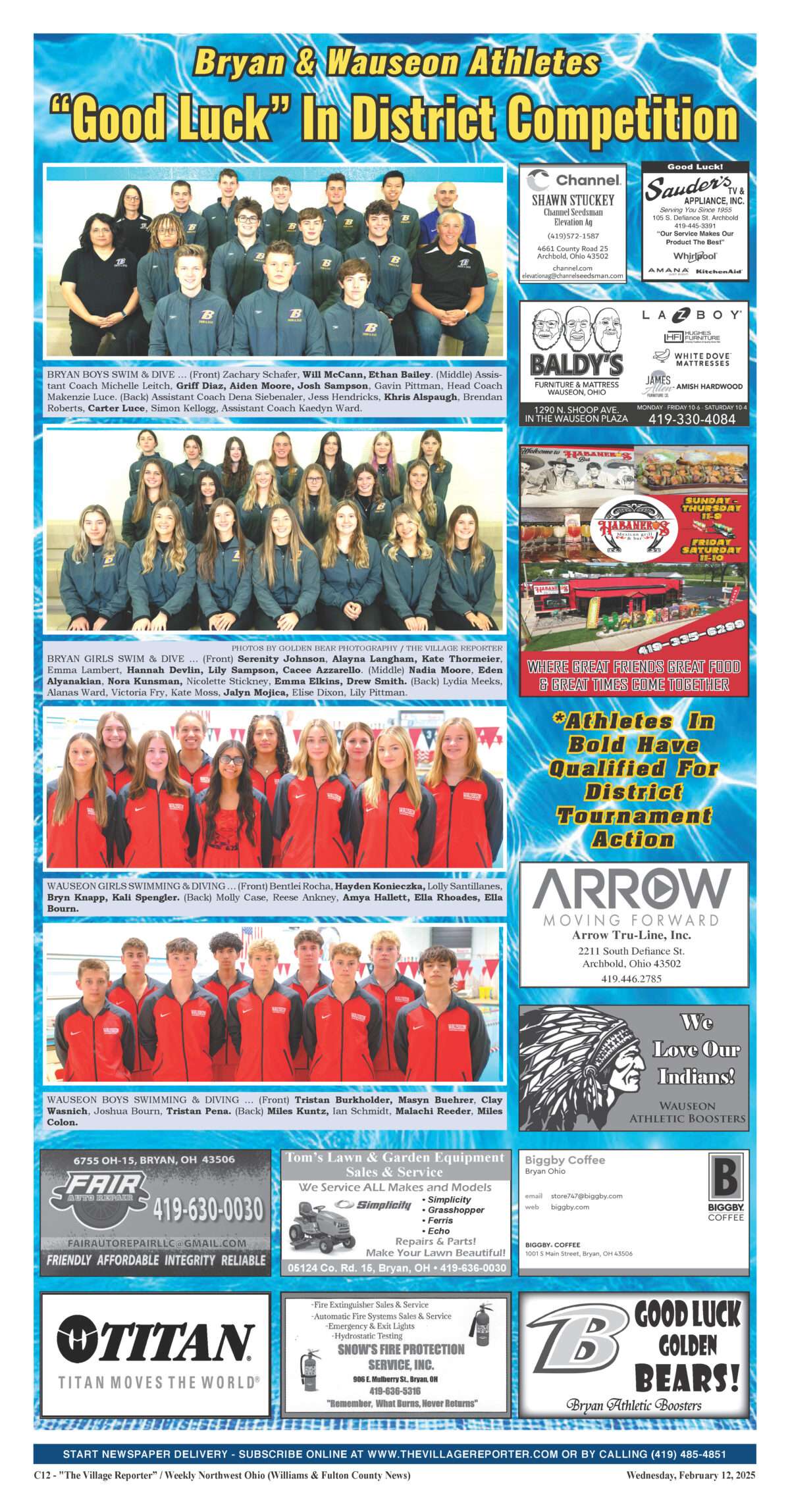 Good Luck In District Competition (Bryan & Wauseon Swimmers & Divers ...