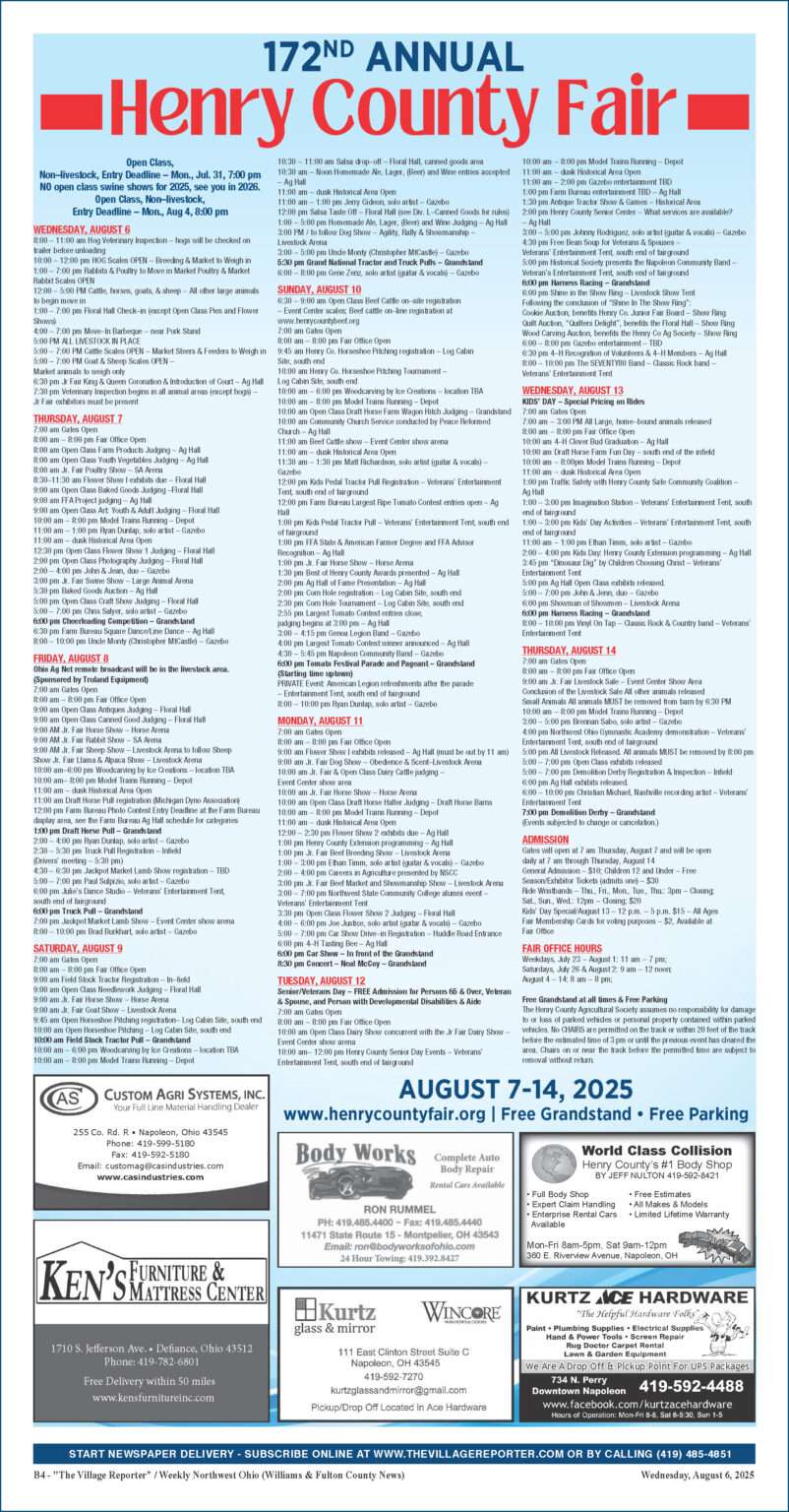 172nd Henry County Fair Scheduled - The Village Reporter